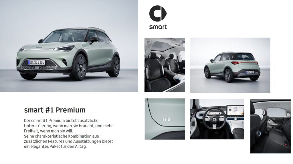 Vergleich der Ausstattungslines des smart #1 im Überblick