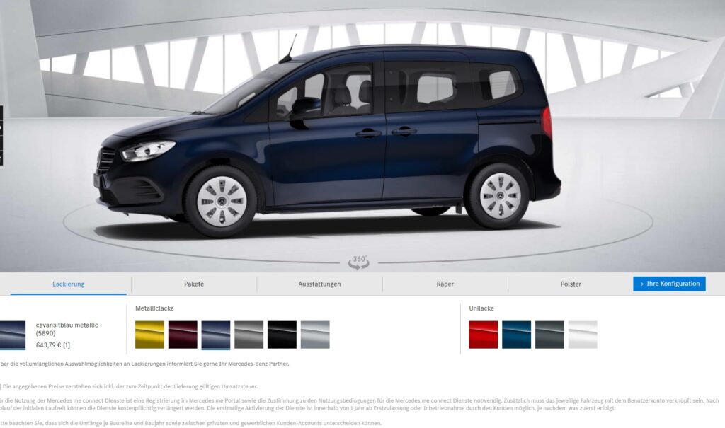 Cavansitblau metallic Lackierung nun auch für die neue T-Klasse